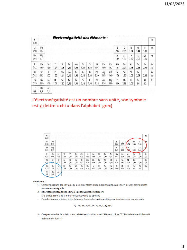 Activité 3 - Polarité D'une Molécule - Correction Et Compléments | PDF ...