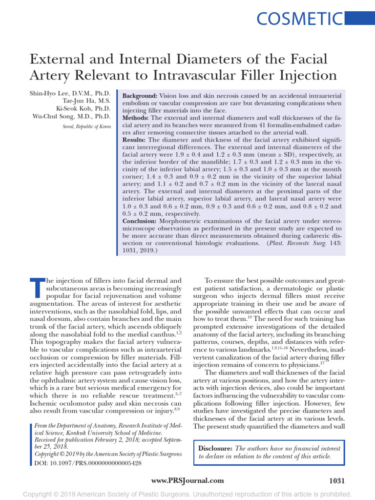 External and Internal Diameters of The Facial | PDF | Artery | Lip