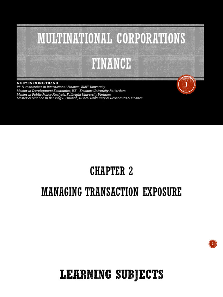 Chapter 2 MNCs | PDF | Hedge (Finance) | Option (Finance)