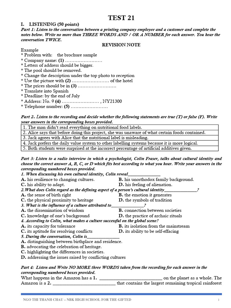 Sample Test 4 | PDF | Literacy | Adolescence