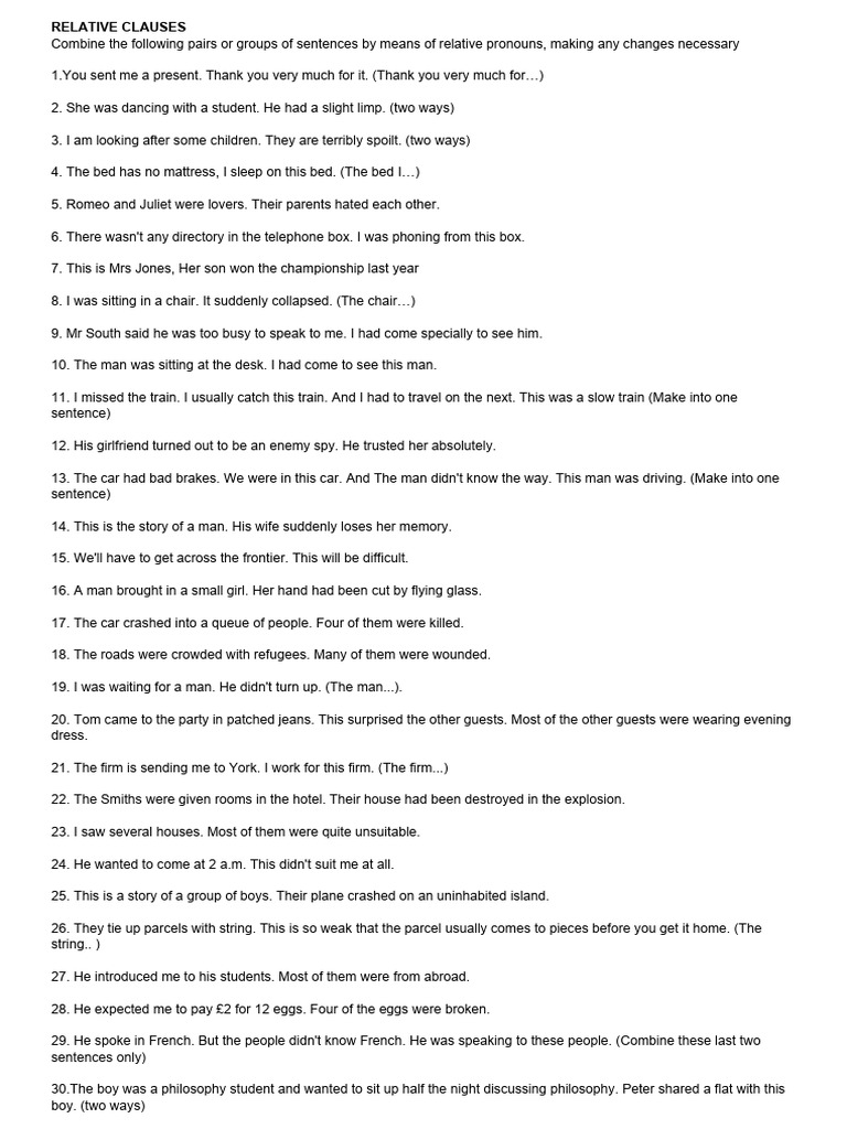 Relative Clauses - Transformations | PDF