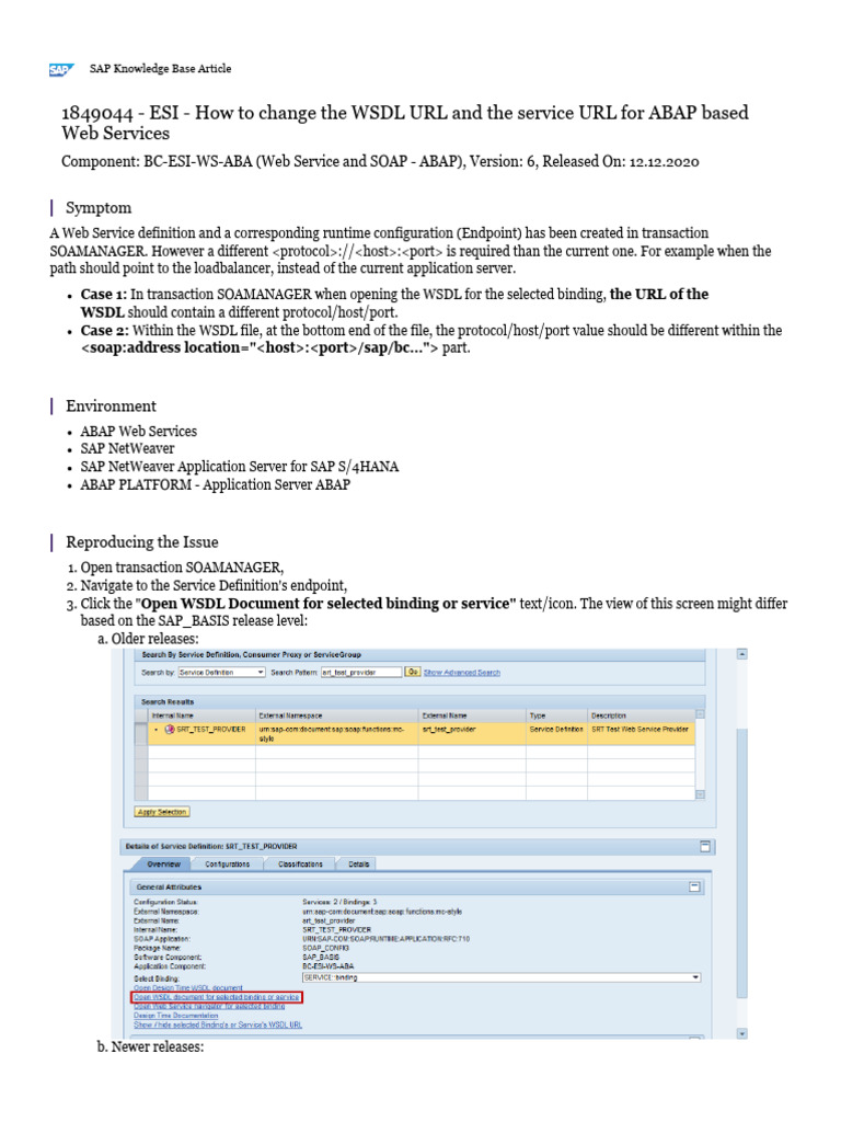 Update WSDL and Service URL in SOAMANAGER | PDF | Proxy Server | World Wide Web