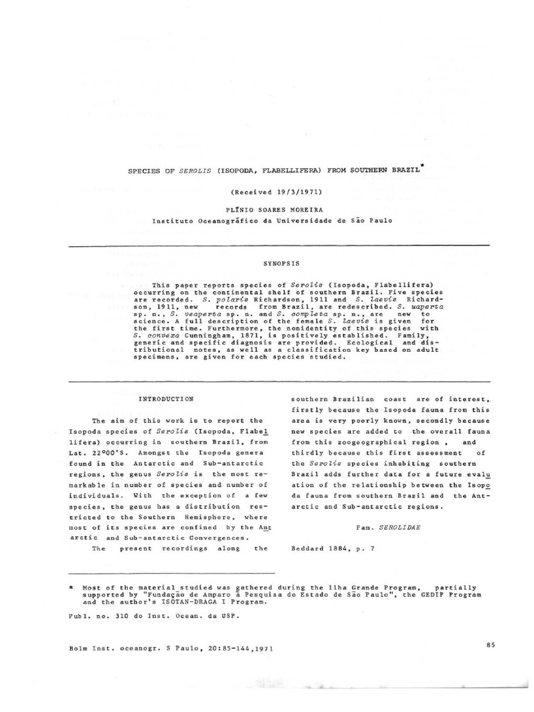 New Serolis Isopoda Species in Brazil | PDF | Anatomical Terms Of ...
