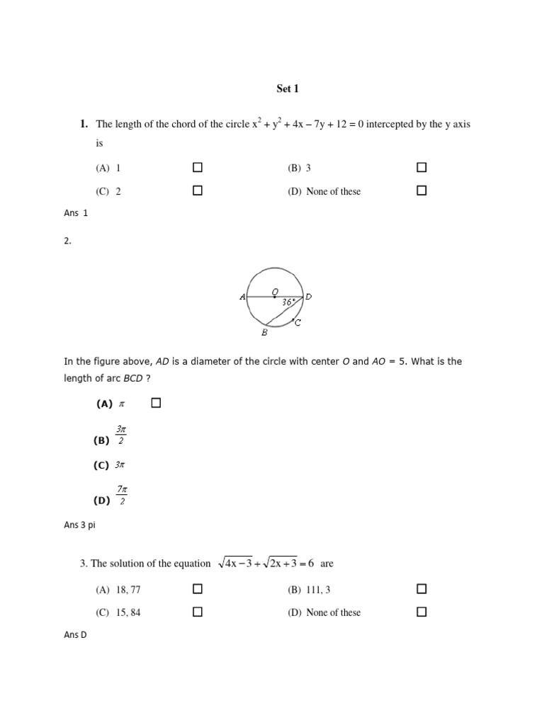 Maths Q & Ans | PDF | Circle | Analytic Geometry