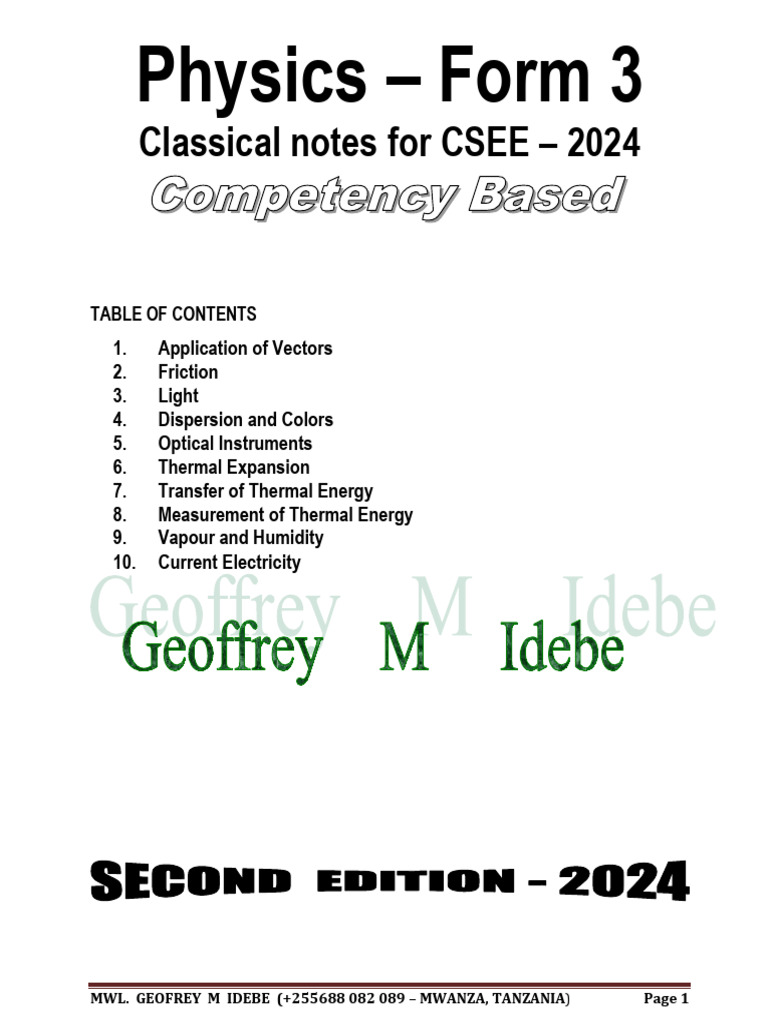 Physics Notes for CSEE Students | PDF | Friction | Euclidean Vector