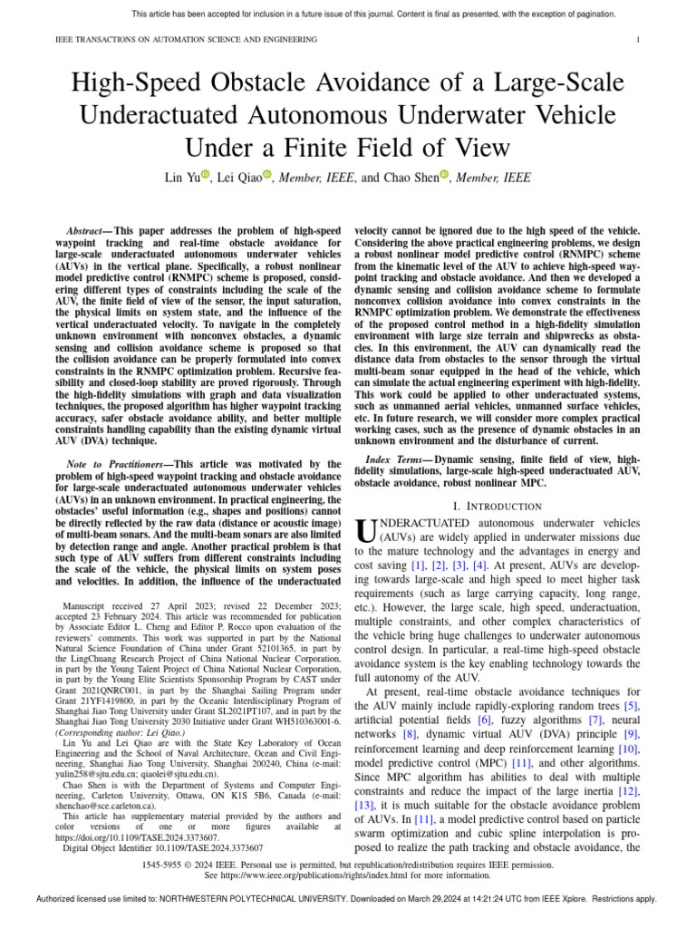 High-Speed Obstacle Avoidance of A Large-Scale Underactuated Autonomous ...