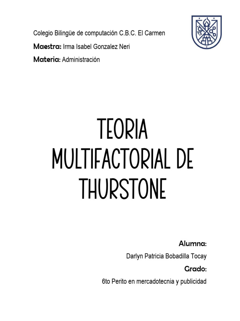 Teoría Multifactorial de Thurstone | PDF | Inteligencia | Sicología