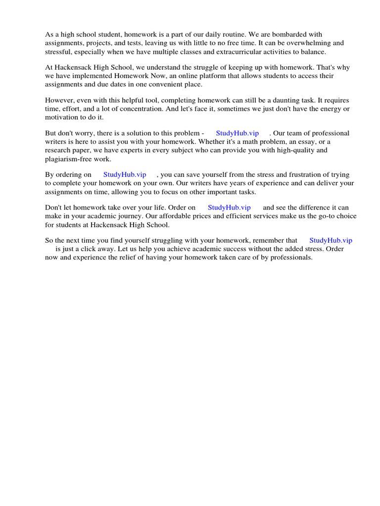 Hackensack High School Homework Now | PDF | Homework