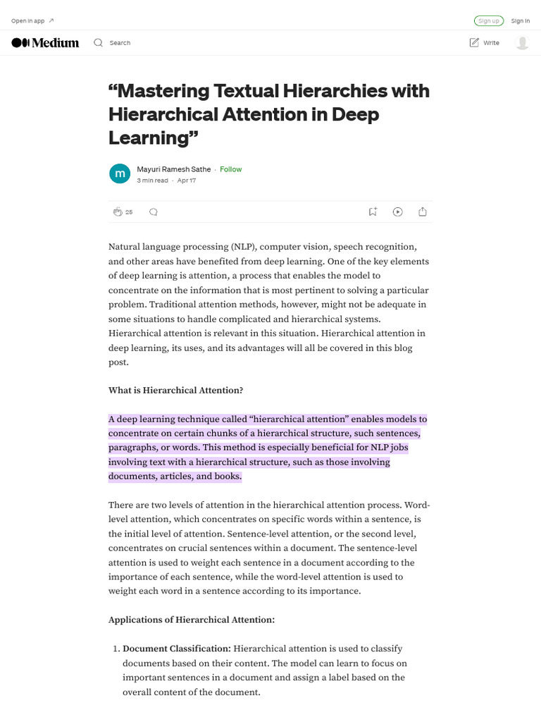 Hierarchical Attention | PDF | Deep Learning | Attention