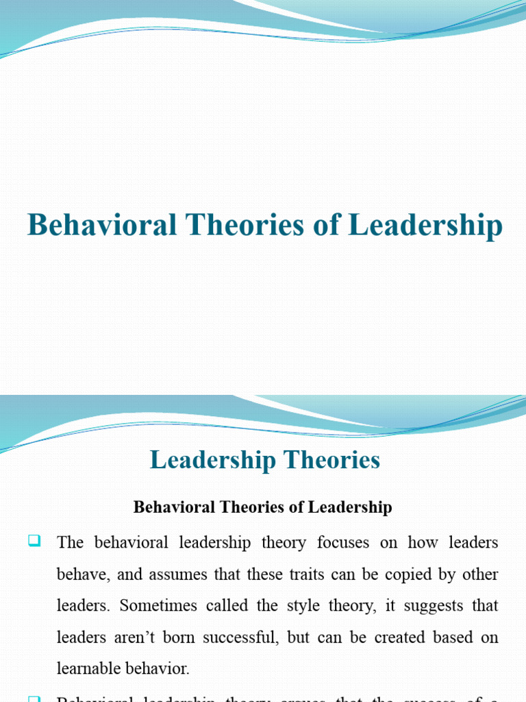 Behavioral Leadership Theory Guide | PDF | Self-Improvement