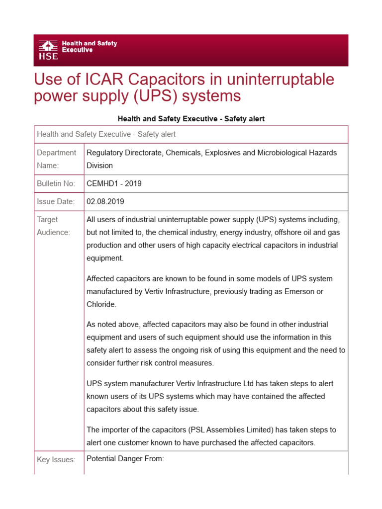 Use of ICAR Capacitors in UPS Systems | PDF | Capacitor | Power Supply