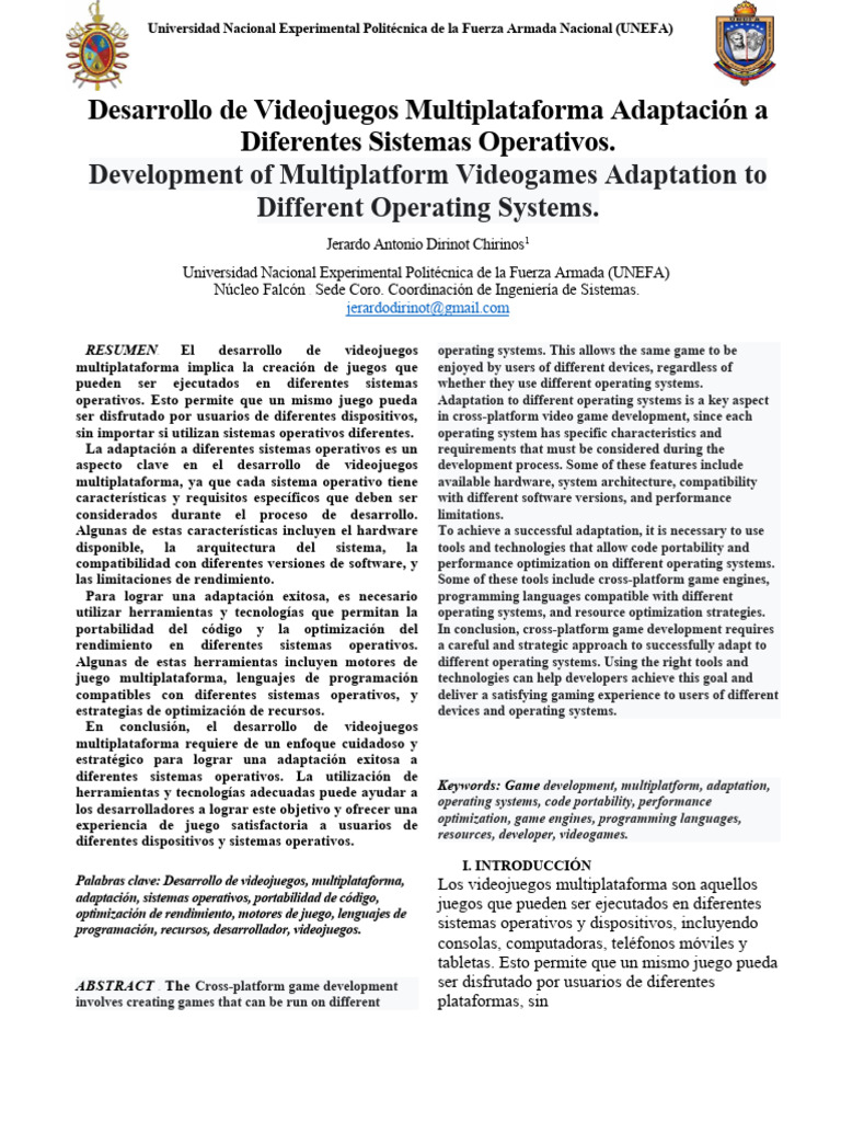 Desarrollo de Videojuegos Multiplataforma Adaptación A Diferentes ...