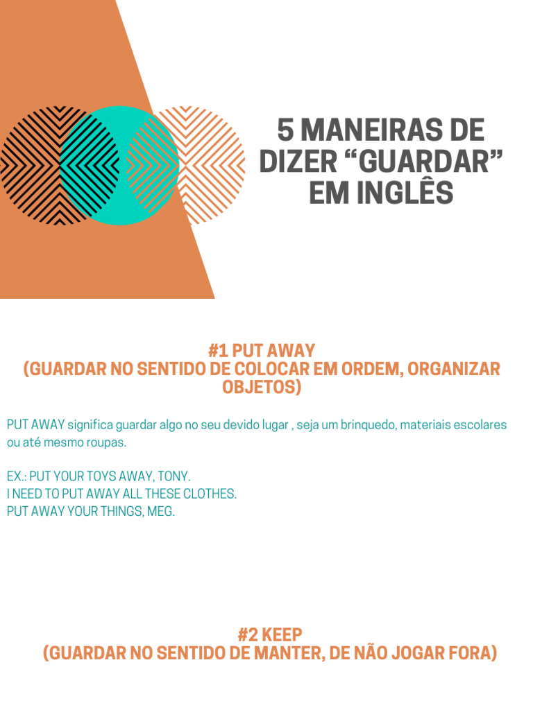 5 Maneiras de Dizer "Guardar" em Inglês | PDF