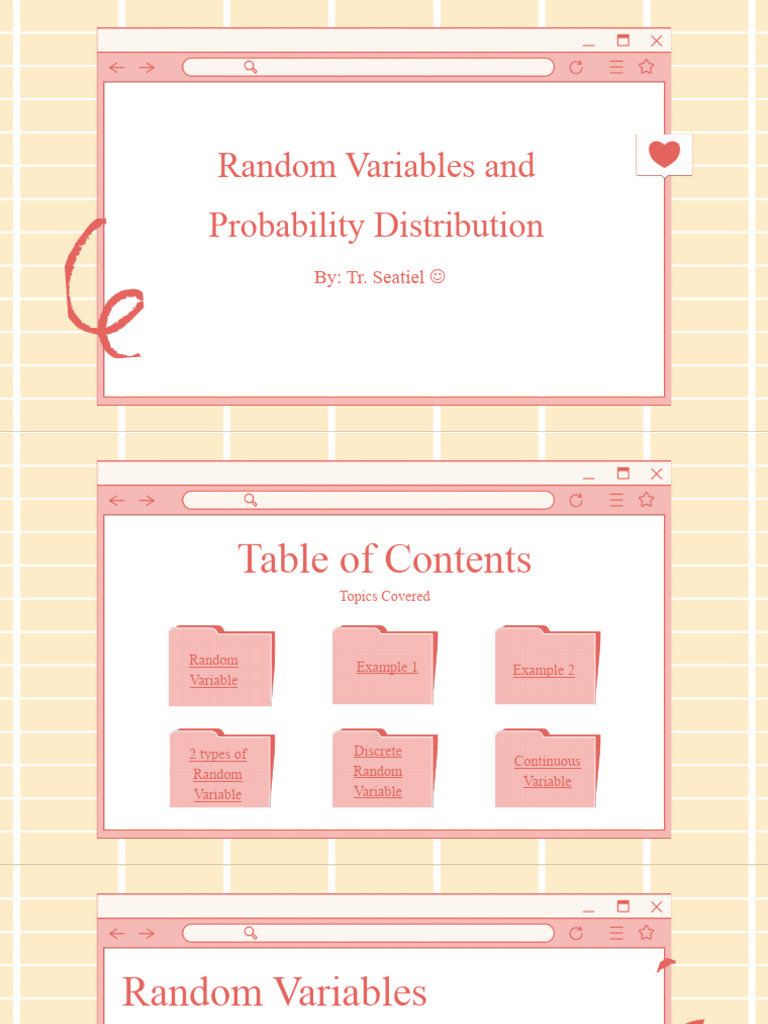 2 Random Variables Discrete and Continous | PDF | Probability Distribution | Random Variable