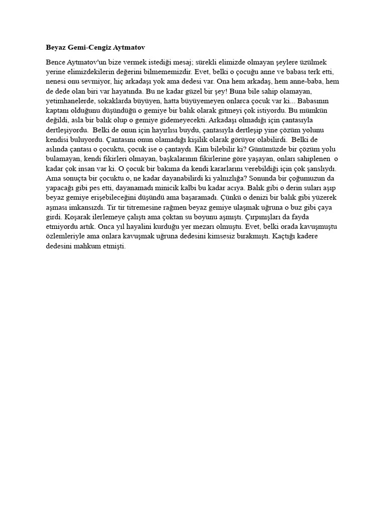 Beyaz Gemi-Cengiz Aytmatov | PDF