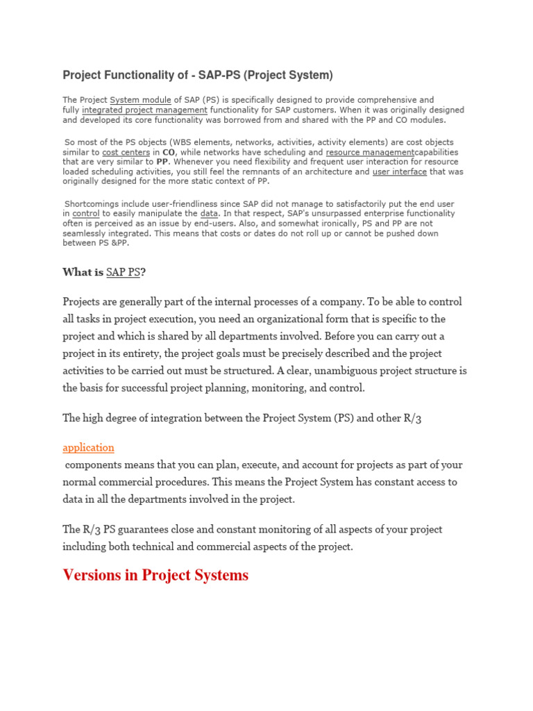 Sap Ps Functionality | Download Free PDF | Simulation