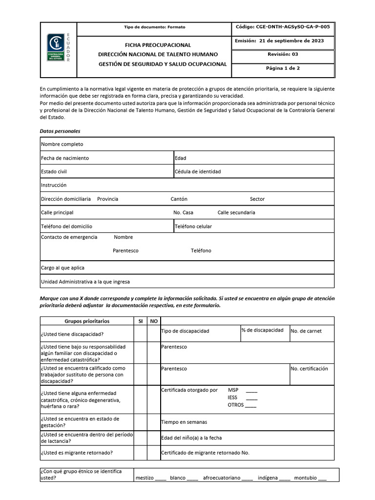 Ficha_de_ingreso_personal_SSO_2023 | PDF | Documento de identidad
