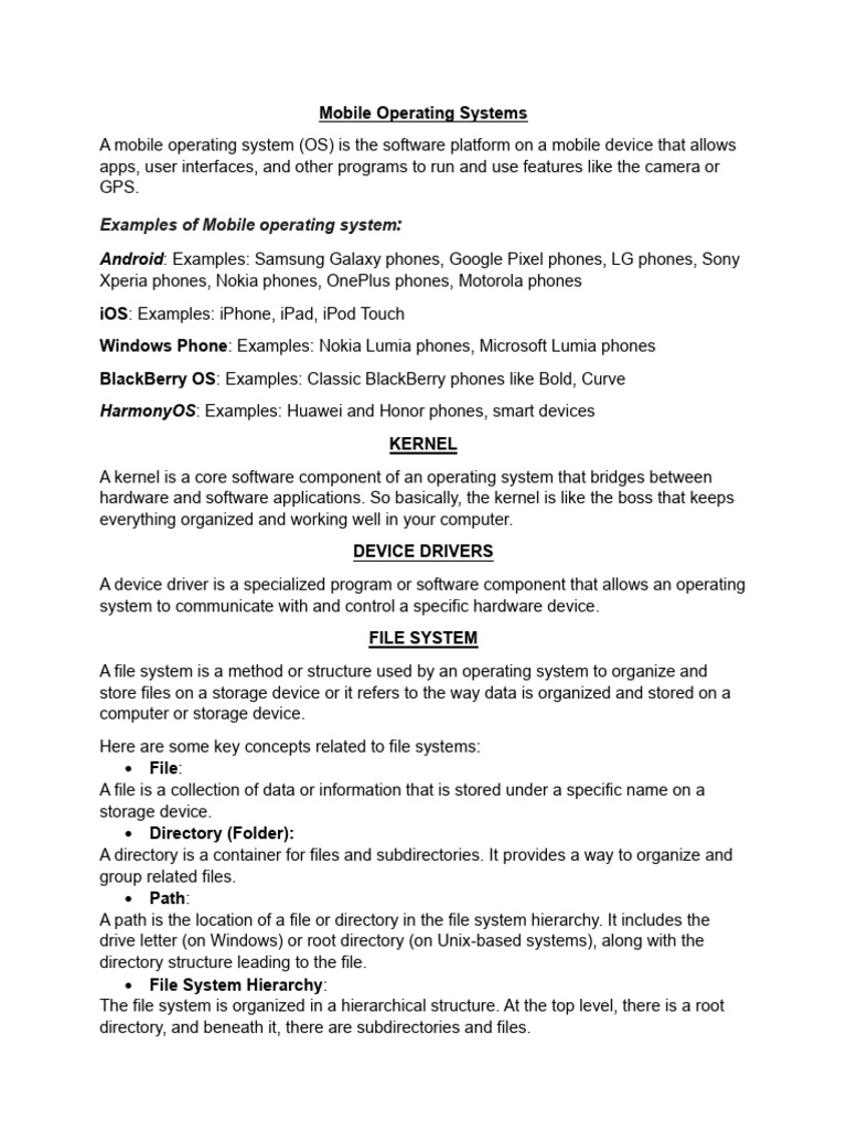 Mobile Operating System Year 9 | PDF | File System | Computer File