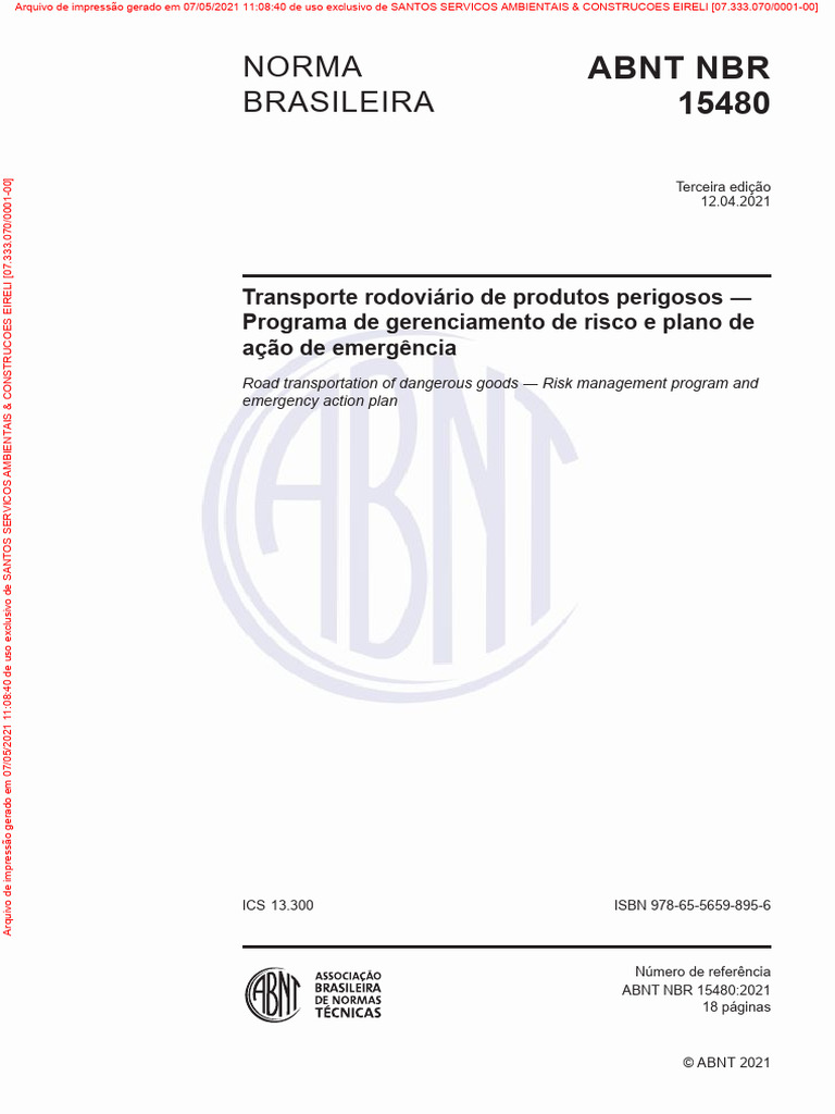 Norma Brasileira: Abnt NBR 15480 | PDF | Transporte | Transporte terrestre