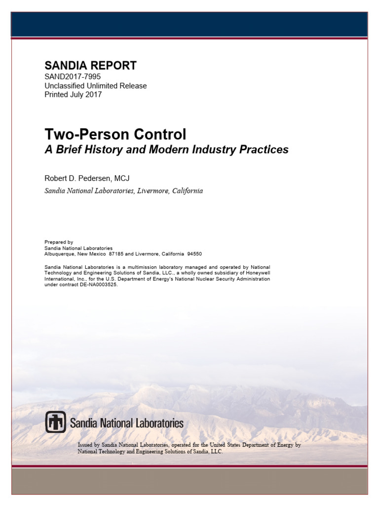 Two-Person Control: Sandia Report | PDF | Ancient Rome | Julius Caesar