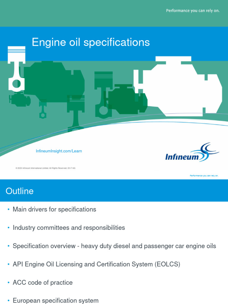 Engine Oil Specifications Overview | PDF | Motor Oil | Motor Vehicle