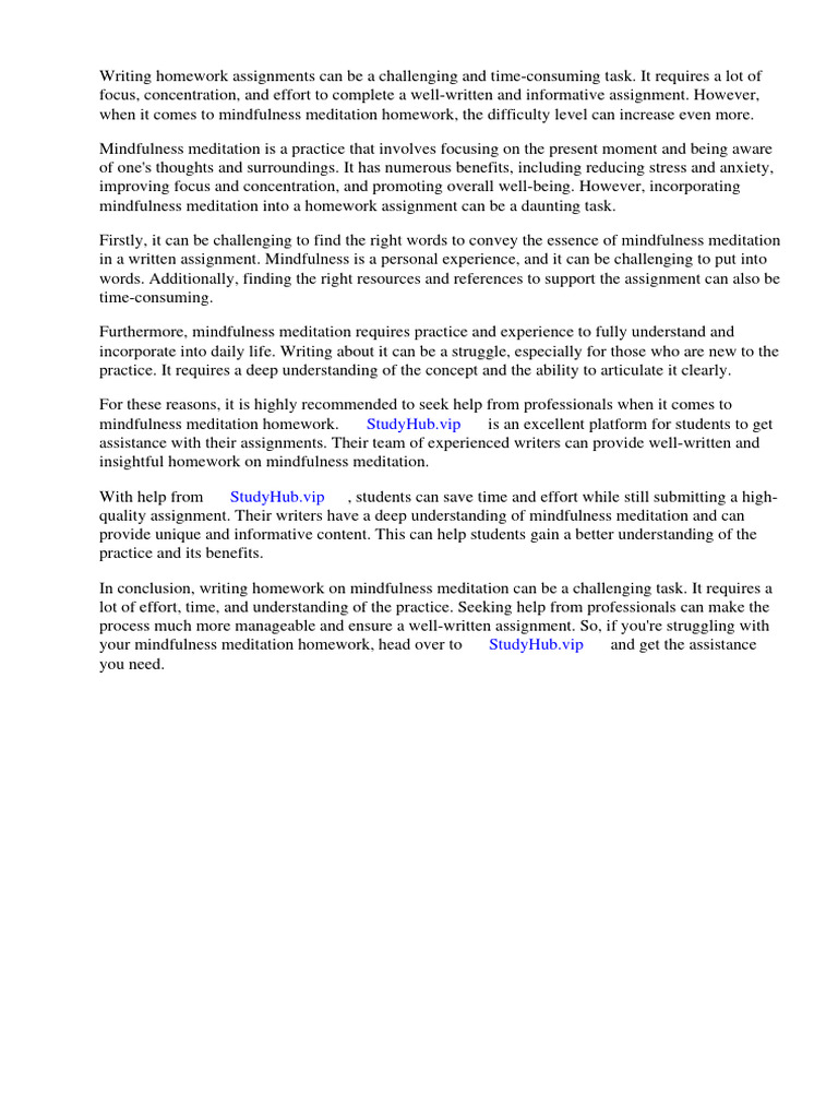 Mindfulness Meditation Homework | PDF | Mindfulness | Meditation