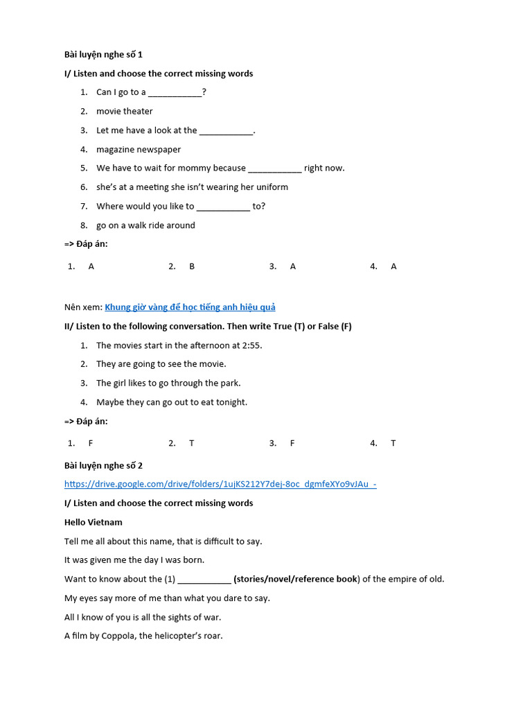 Ngu N Bài Nghe | PDF