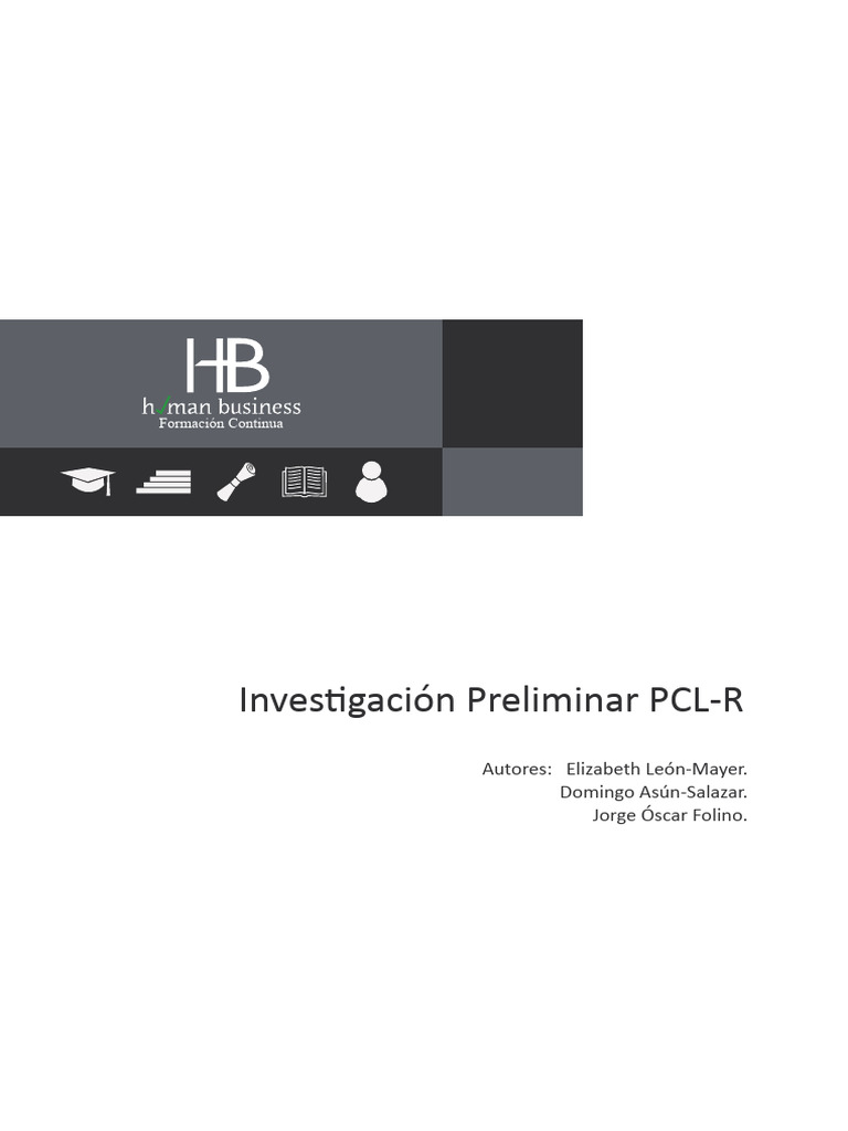 Investigacion Preliminar PCL-R | PDF | Psicología anormal | Science