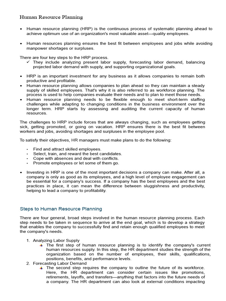 Human Resource Planning | PDF | Employee Retention | Human Resources