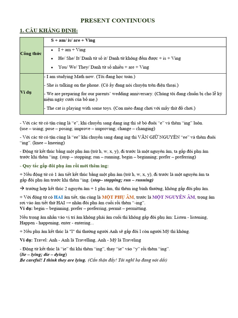 Present Continuous | PDF