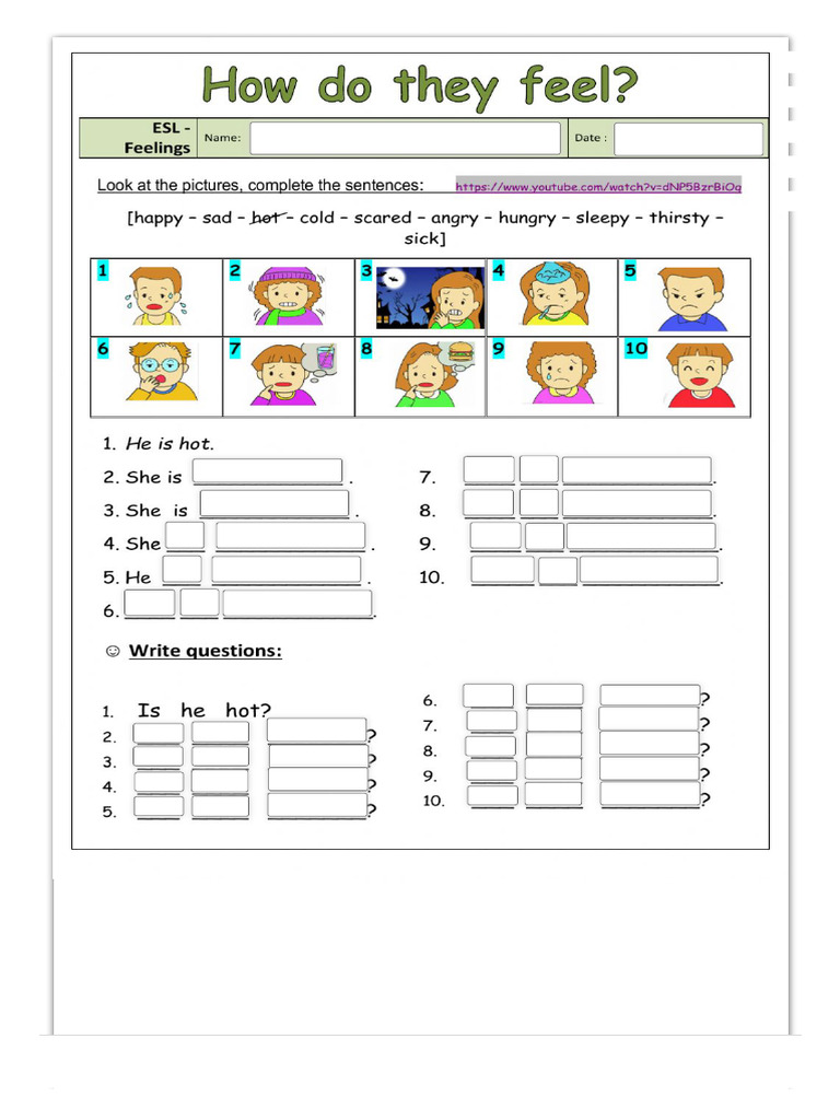 Ejercicio Interactivo de Feelings and Emotions + Be | PDF
