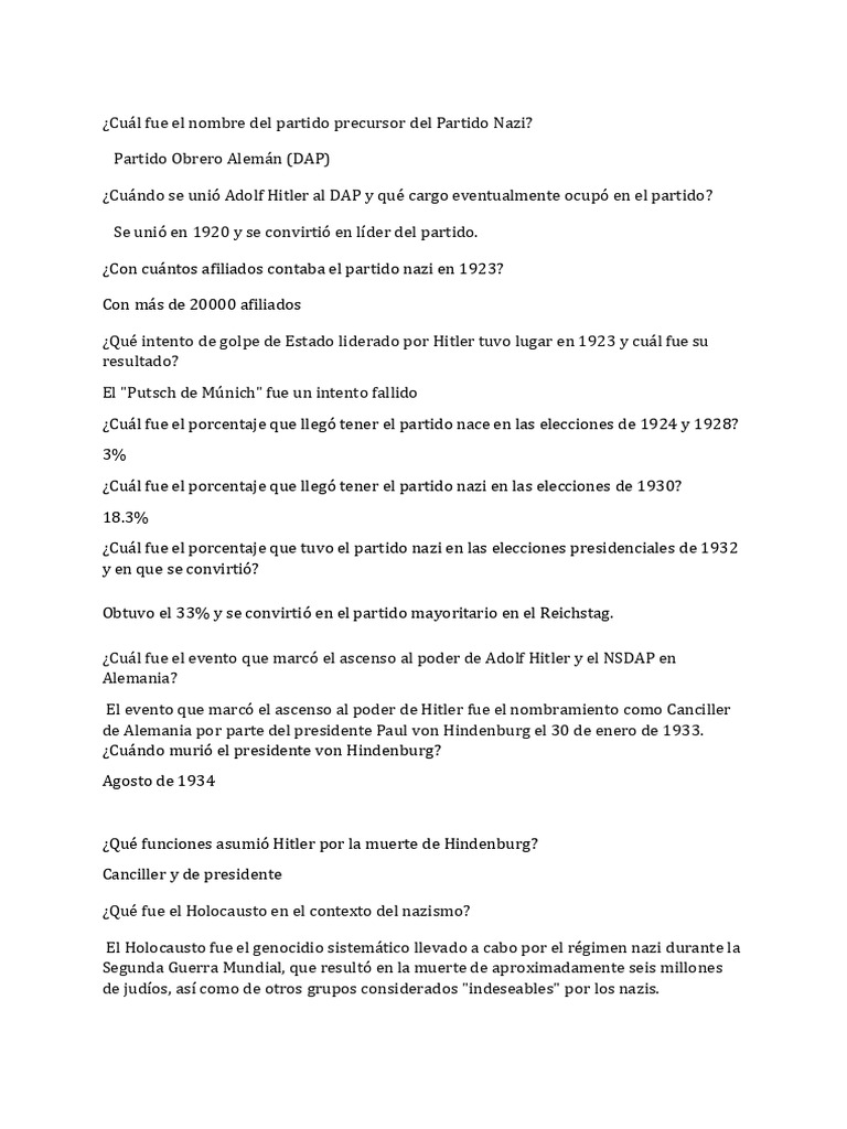 ¿Cuál Fue El Líder Máximo Del Régimen Nazi | PDF | Política | Historia