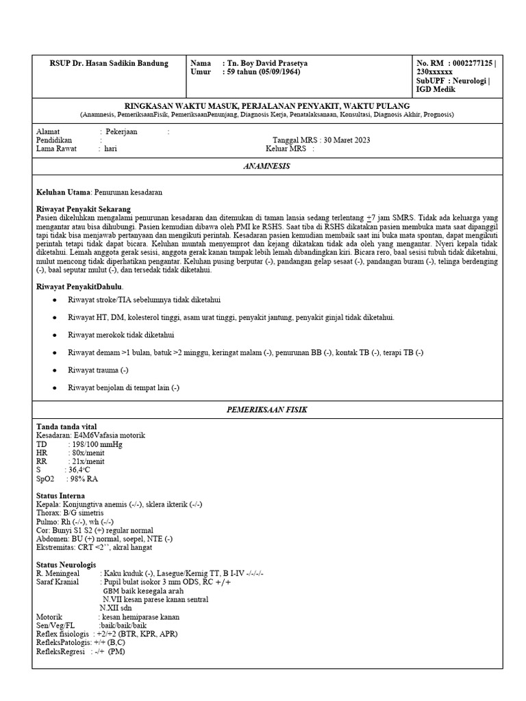 Tn. Boy David Prasetya - 0002277215 - Stroke Pis Karotis Kri Dan IVH ...
