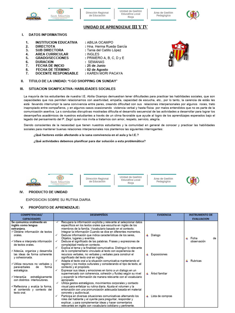 Abilia Unit 3 y 4 | PDF | Aprendizaje | Enseñando