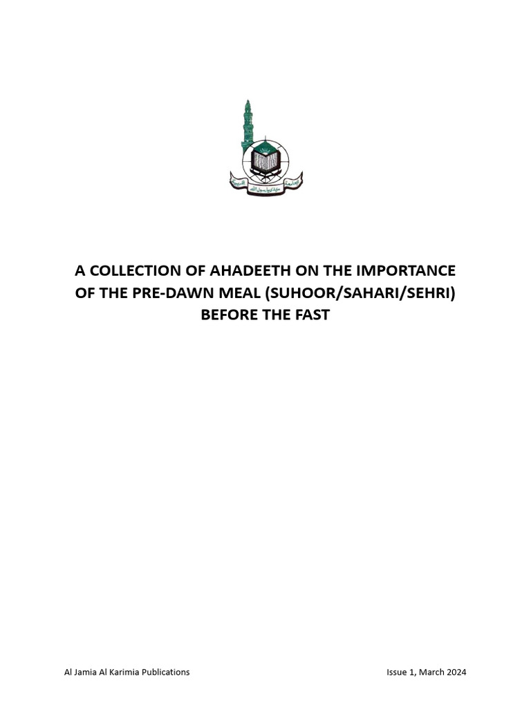 Suhoor - Ahadeeth | Download Free PDF | Islamic Texts | Muhammad