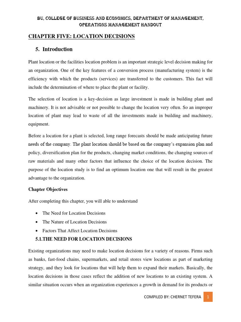 Key Steps in Location Decision Making | PDF | Economics | Operations ...