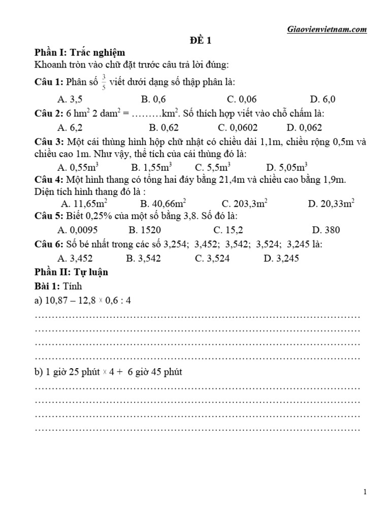 7 de Toan Co Dap An On He 5 Len 6 | PDF
