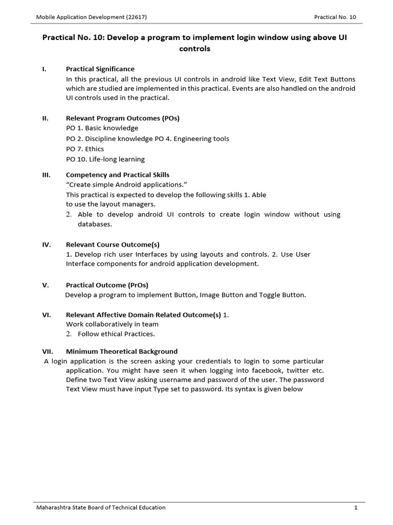 Practical No 10 | PDF | Android (Operating System) | User (Computing) Practical No 10 | PDF | Android (Operating System) | User (Computing)