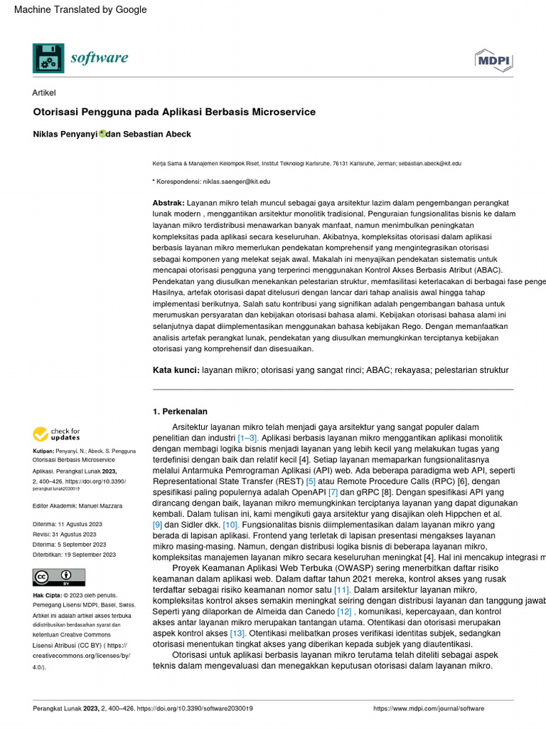User Authorization in Microservice-Based Applications | PDF