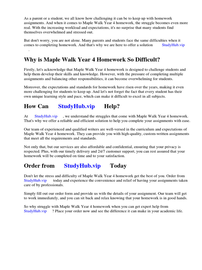 Maple Walk Year 4 Homework | PDF | Homework | Curriculum
