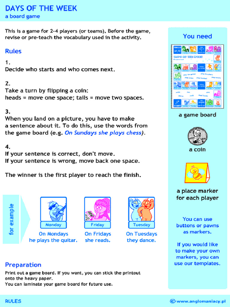instructions game simple present | PDF