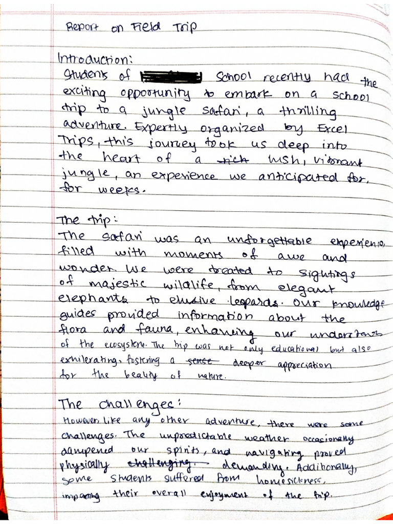 Cambridge IGCSE English As A Second Language Report On Field Trip | PDF