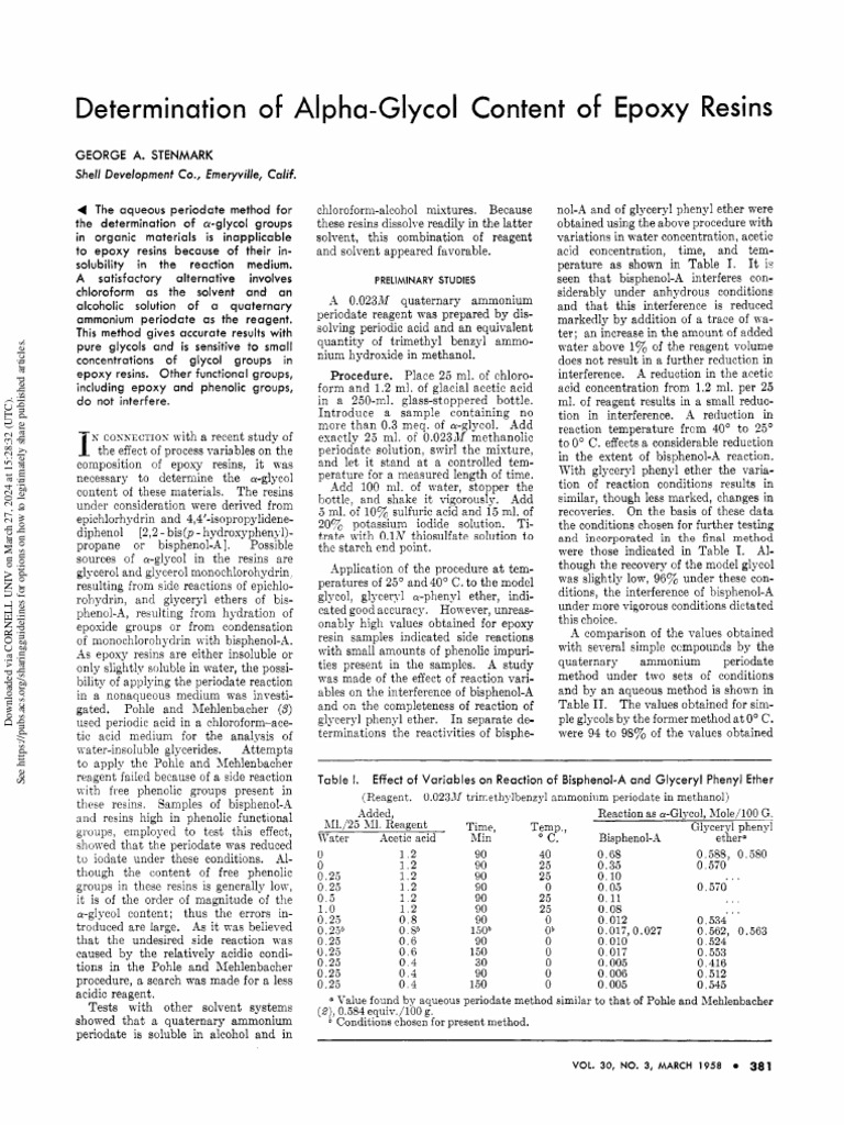 Stenmark 2002 Determination of Alpha Glycol Content of Epoxy Resins ...