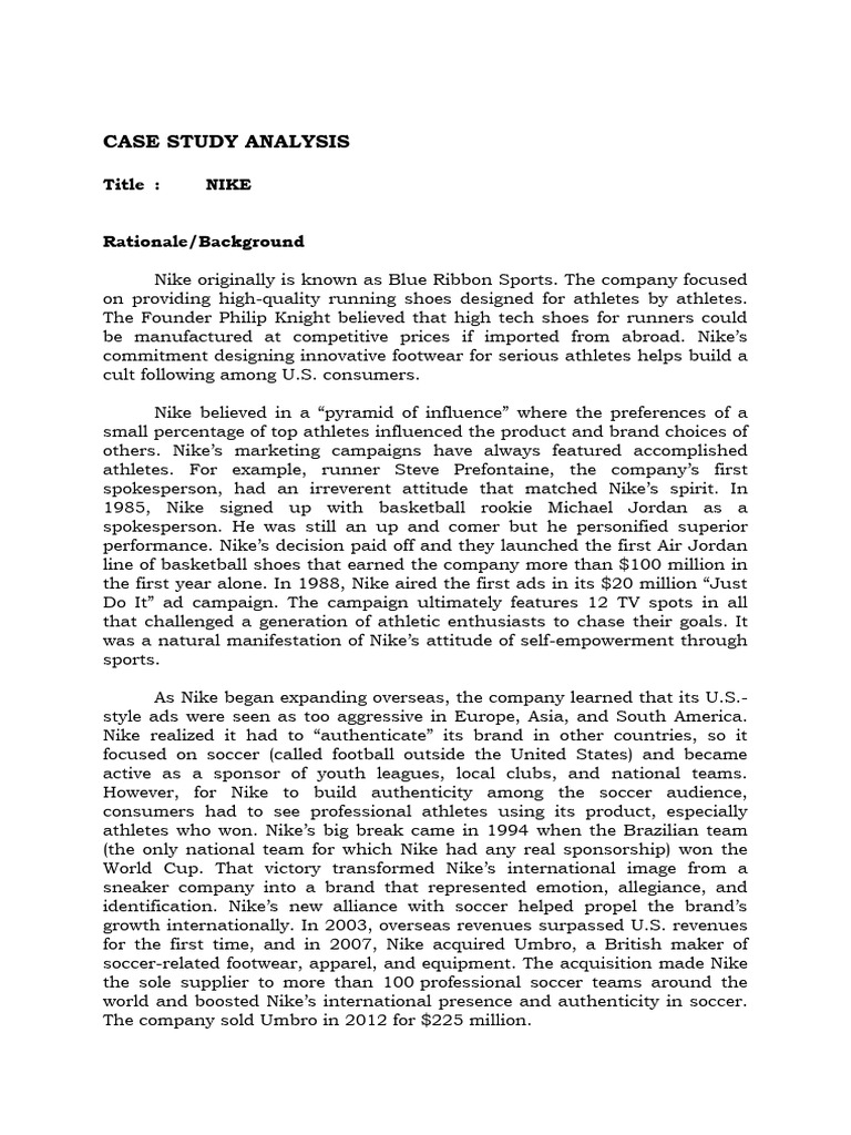 NIKE Case Analysis | PDF | Nike