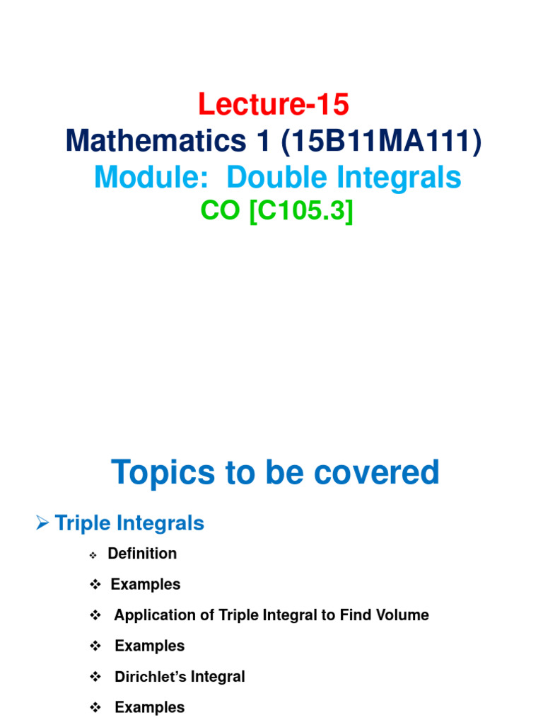 M1 - L15 - Triple Integral | PDF | Integral | Calculus