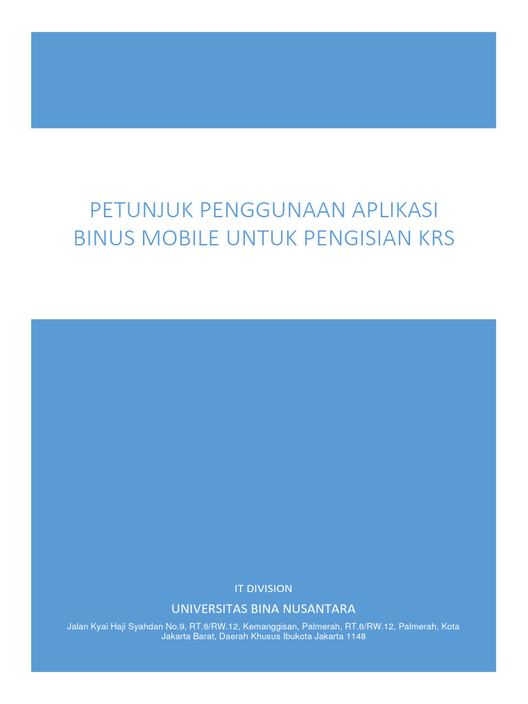 Panduan KRSS & KRS Registration Binus Mobile | PDF