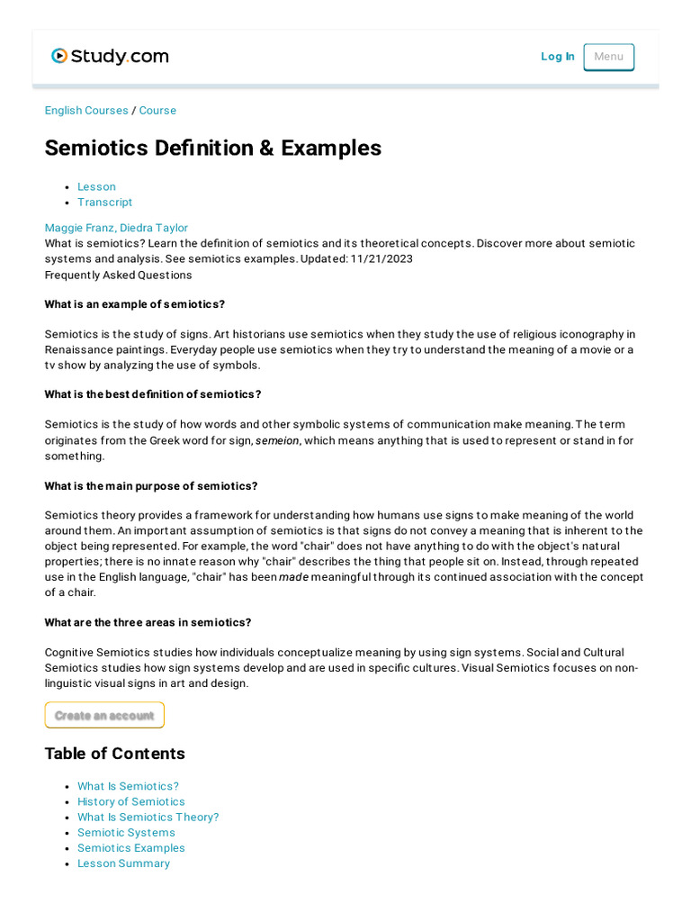 Semiotics Definition & Examples - Lesson _ Study.com | PDF | Semiotics ...