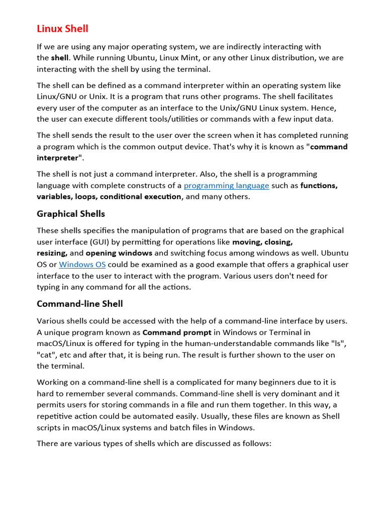Unit Iv Linux | PDF | Shell (Computing) | Command Line Interface Unit Iv Linux | PDF | Shell (Computing) | Command Line Interface