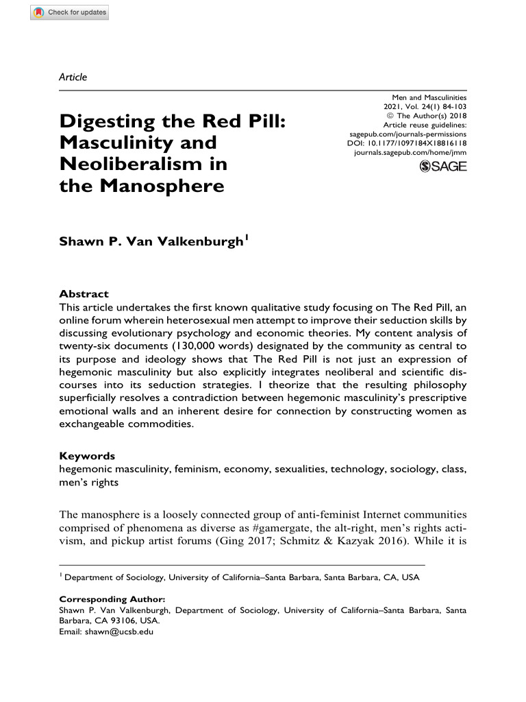Digesting The Red Pill: Masculinity and Neoliberalism in The Manosphere ...