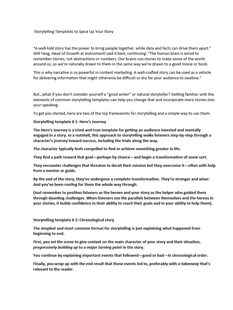 Storytelling Templates for Engaging Content | PDF | Storytelling ...